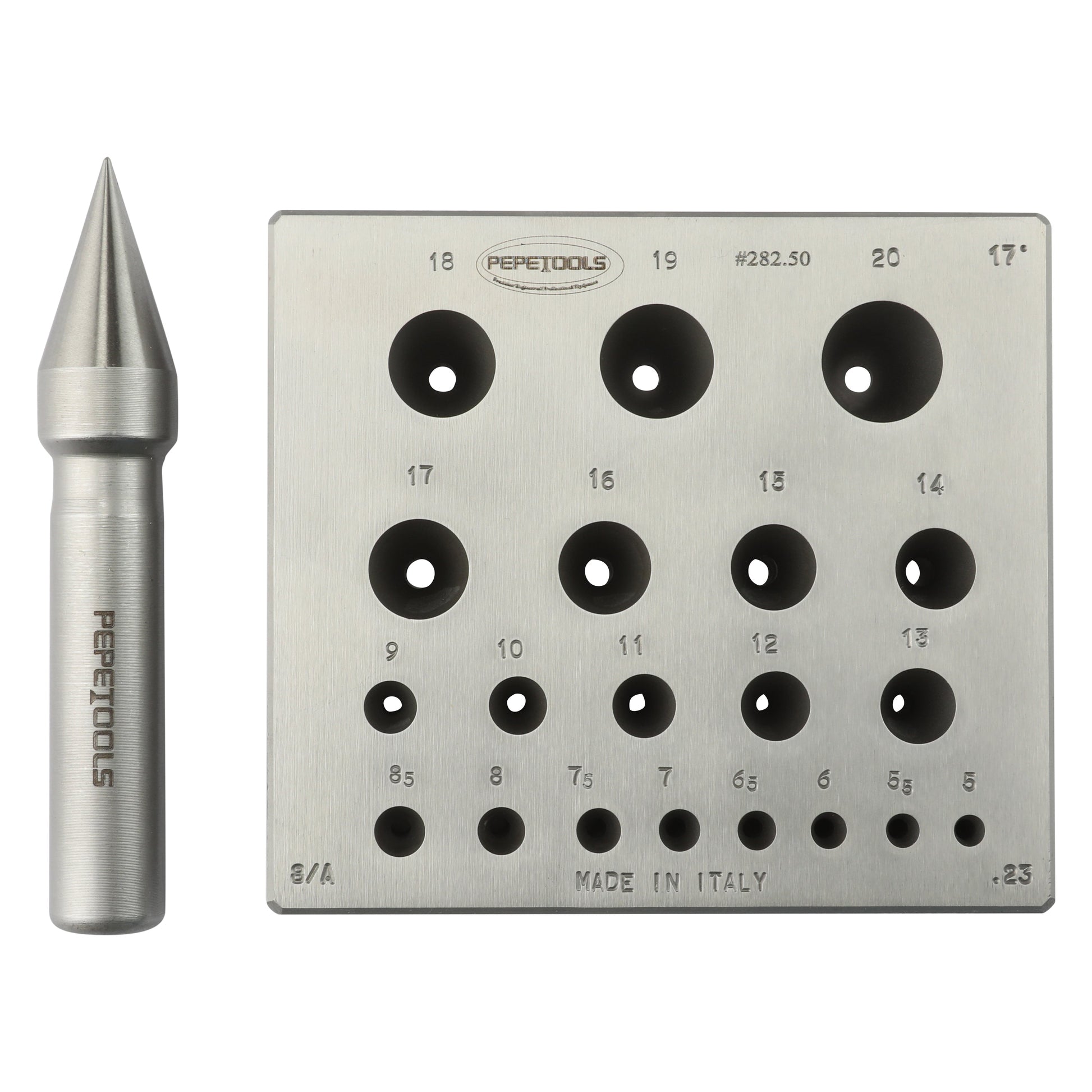 Round Bezel Forming Block, 20 holes, 17° Taper, 5mm - 20mm Diameter ...