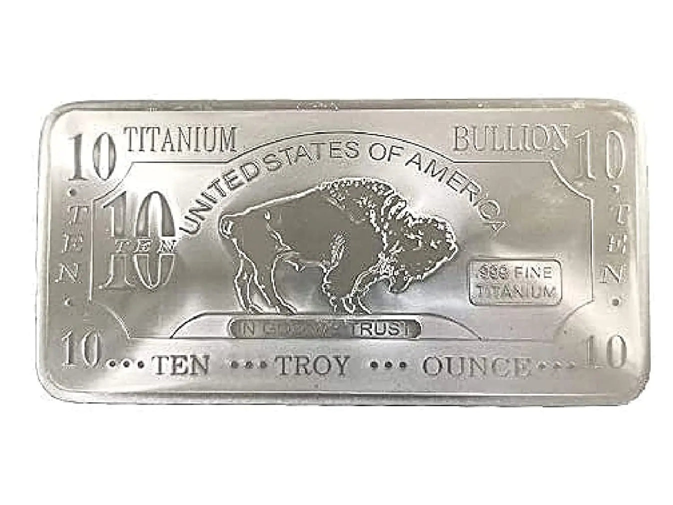 10 Ounce OZ 999 Fine Solid Titanium Precious Metal American Buffalo Ba ...